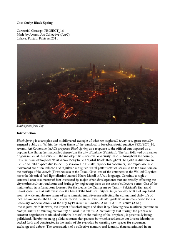 (PDF) Case Study: Black Spring Curatorial Concept: PROJECT_16 Made by ...