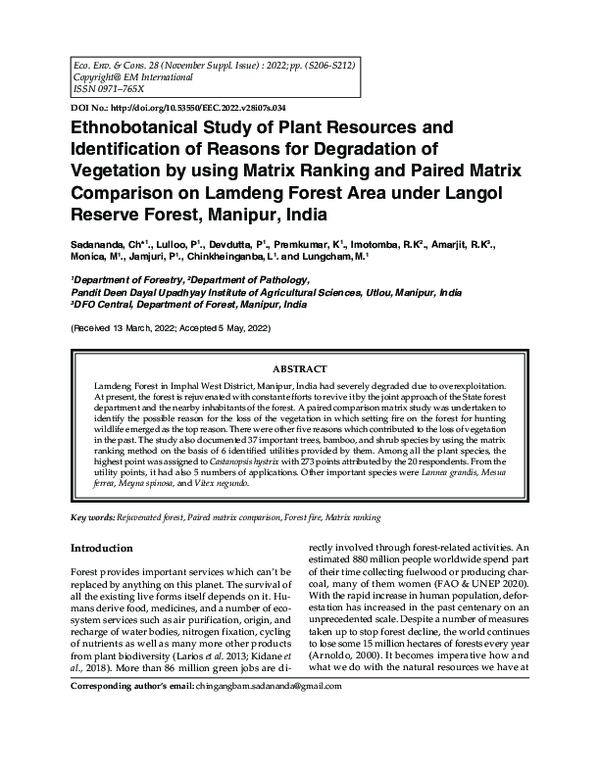 (PDF) Ethnobotanical Study of Plant Resources and Identification of ...