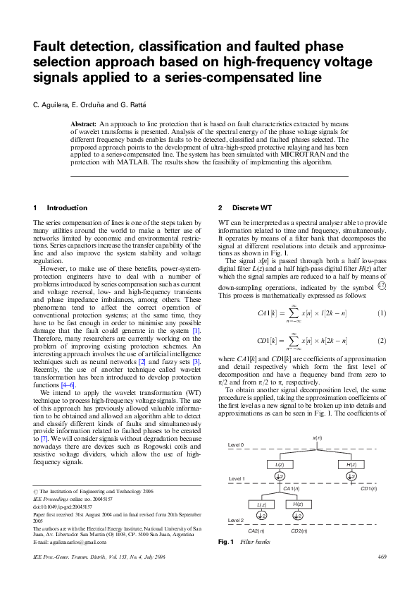 (PDF) Fault detection, classification and faulted phase selection approach based on high ...