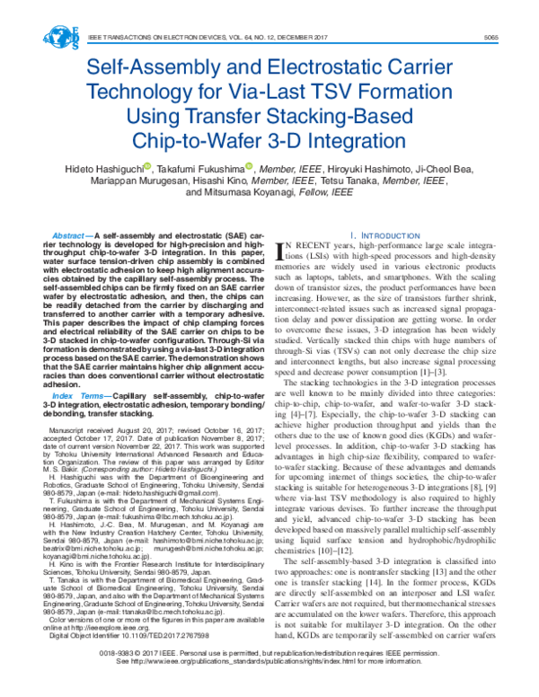 (PDF) Self-Assembly and Electrostatic Carrier Technology for Via-Last TSV Formation Using ...
