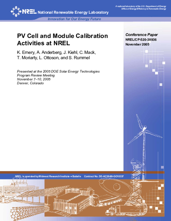 (PDF) PV Cell and Module Calibration Activities at NREL