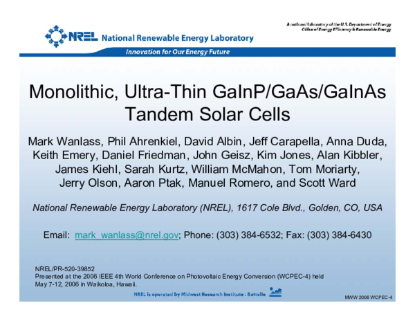 (PDF) Monolithic, Ultra-Thin GaInP/GaAs/GaInAs Tandem Solar Cells | Tom ...