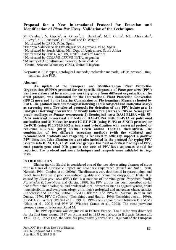 (PDF) Proposal for a New International Protocol for Detection and Identification of Plum Pox ...