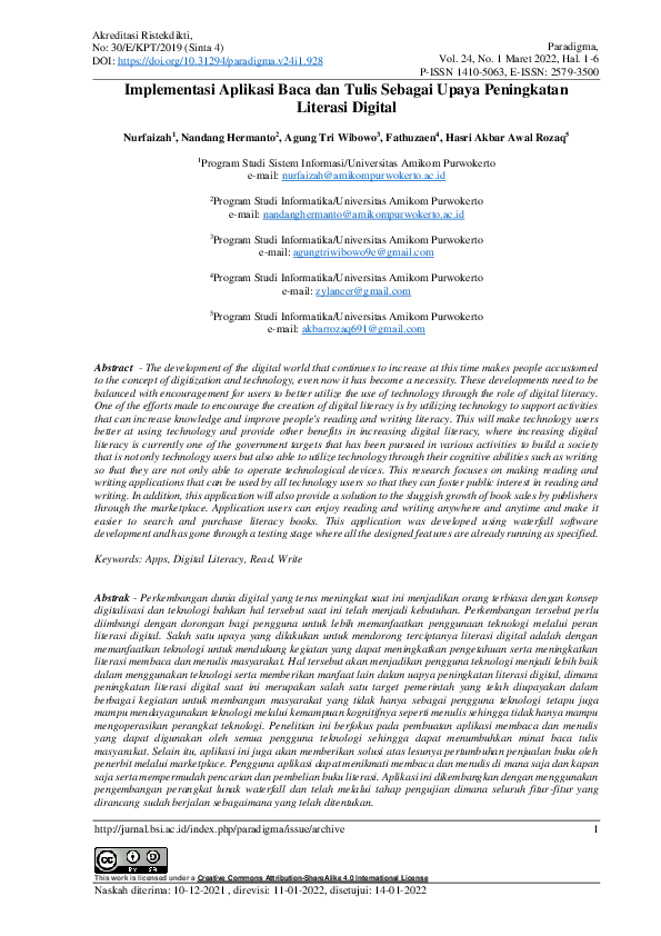 (PDF) Implementasi Aplikasi Baca dan Tulis Sebagai Upaya Peningkatan ...