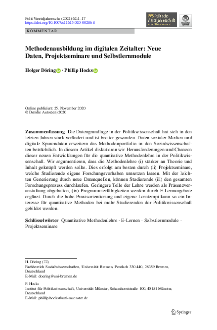 (PDF) Methodenausbildung im digitalen Zeitalter: Neue Daten ...