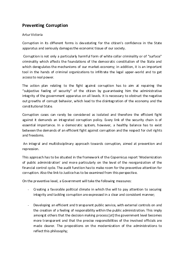 (PDF) Preventing Corruption