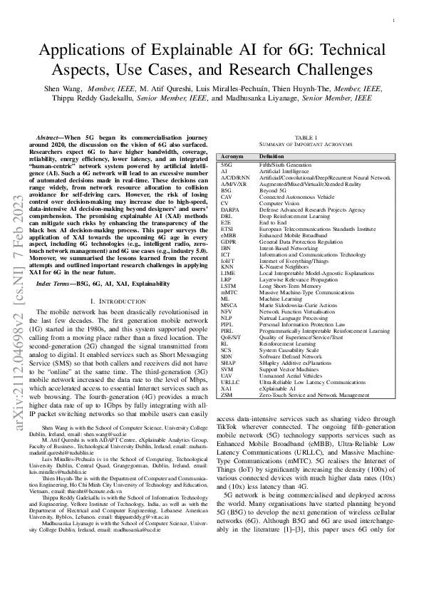 (PDF) Applications of Explainable AI for 6G: Technical Aspects, Use Cases, and Research Challenges
