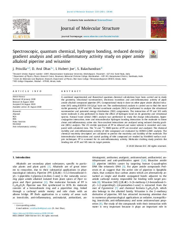 (PDF) Spectroscopic, quantum chemical, hydrogen bonding, reduced density gradient analysis and ...