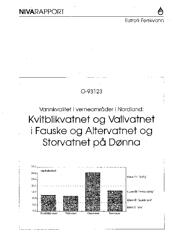 (PDF) Vannkvalitet i verneområder i Nordland: Kvitblikvatnet og Vallvatnet i Fauske og ...