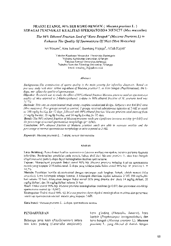 (PDF) FRAKSI ETANOL 96% BUI KORO BENGUK ( Mucuna pruriens L. ) SEBAGAI ...