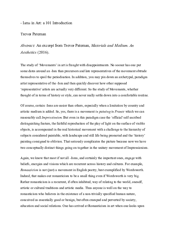 (DOC) Isms in Art: a 101 Introduction
