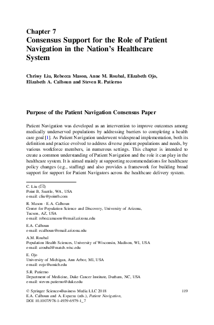 (PDF) Consensus Support for the Role of Patient Navigation in the ...