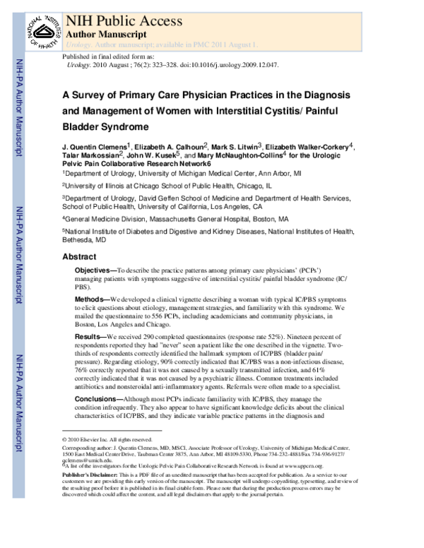 (PDF) A Survey of Primary Care Physician Practices in the Diagnosis and ...