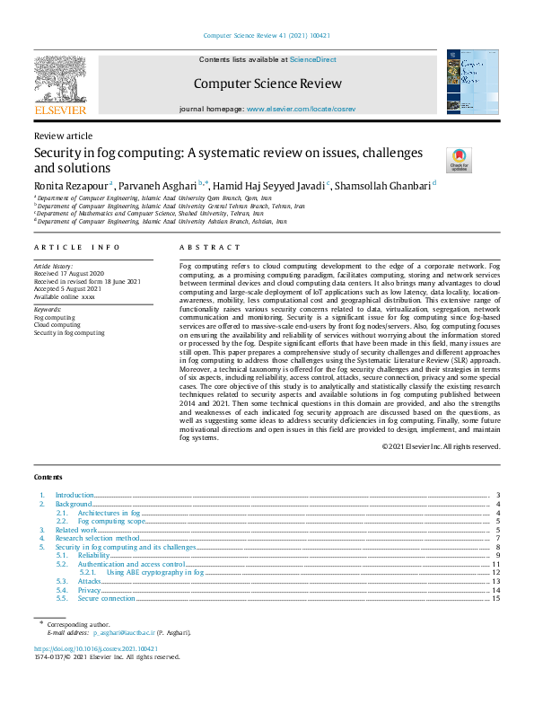 Pdf Security In Fog Computing A Systematic Review On Issues