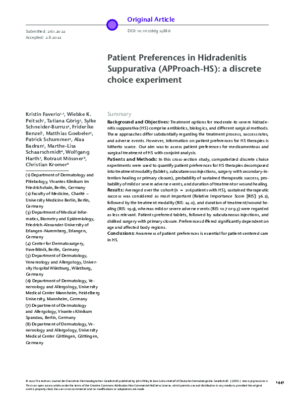 (PDF) Patient Preferences in Hidradenitis Suppurativa (APProach‐HS): a ...