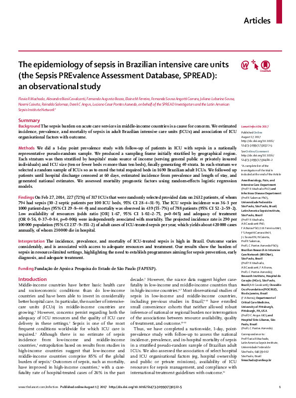 Pdf The Epidemiology Of Sepsis In Brazilian Intensive Care Units The