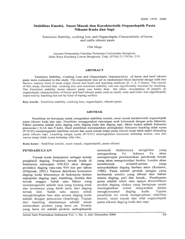 (PDF) Stabilitas Emulsi, Susut Masak dan Karakteristik Organoleptik ...