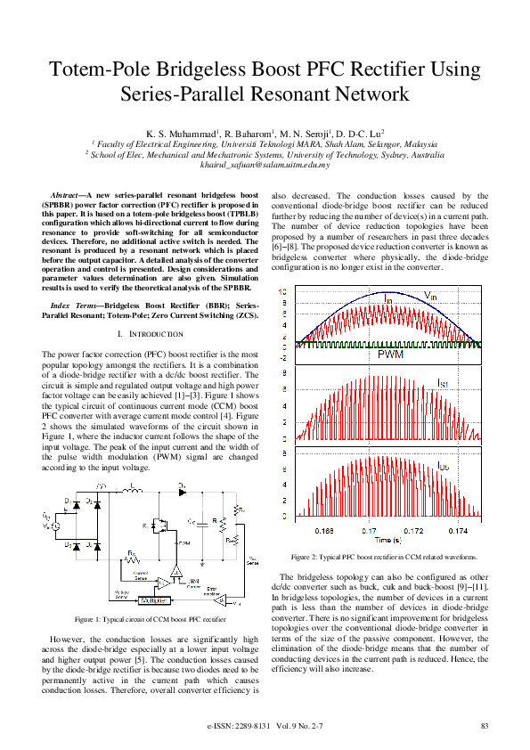 (PDF) Totem-Pole Bridgeless Boost PFC Rectifier Using Series-Parallel Resonant Network