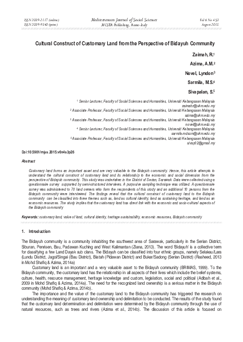 (PDF) Cultural Construct of Customary Land from the Perspective of ...