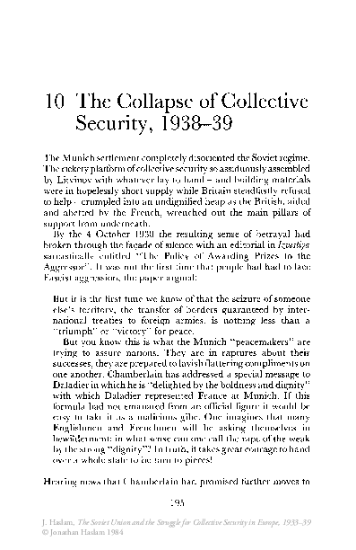 (PDF) The Collapse of Collective Security, 1938–39