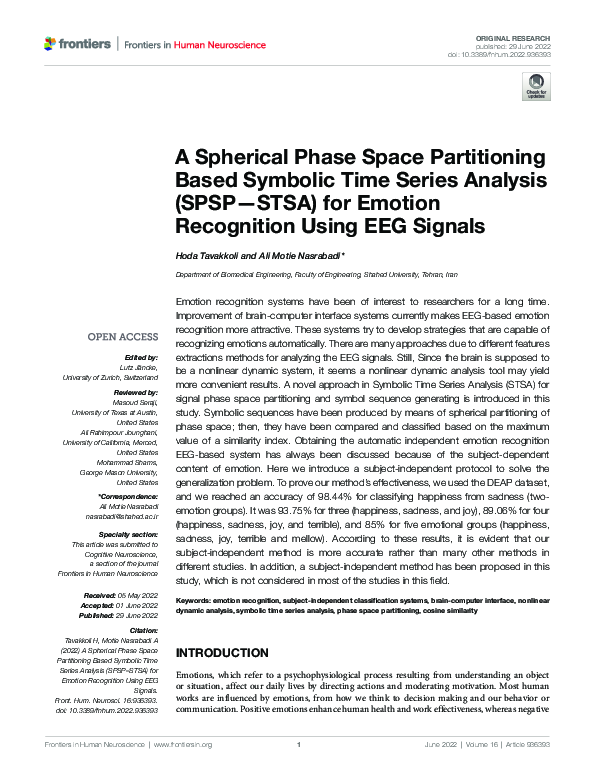 Pdf A Spherical Phase Space Partitioning Based Symbolic Time Series