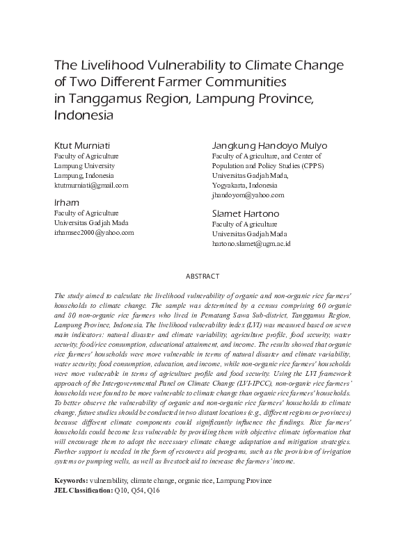 (PDF) The Livelihood Vulnerability to Climate Change of Two Different ...