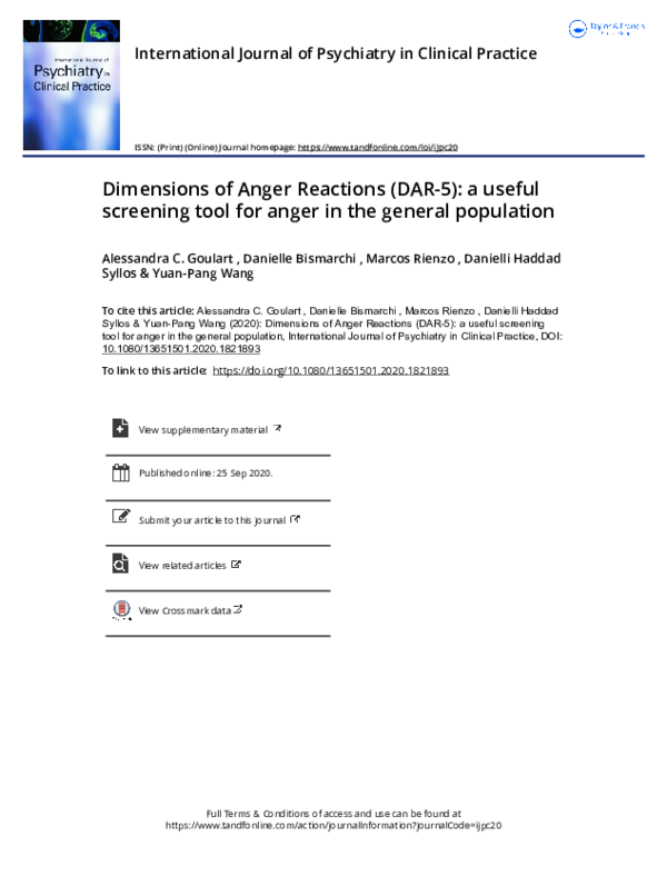 (PDF) Dimensions of Anger Reactions (DAR-5): a useful screening tool ...