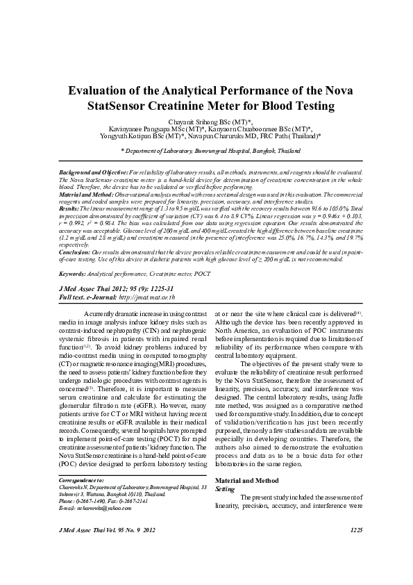 (PDF) Evaluation of the analytical performance of the nova StatSensor ...