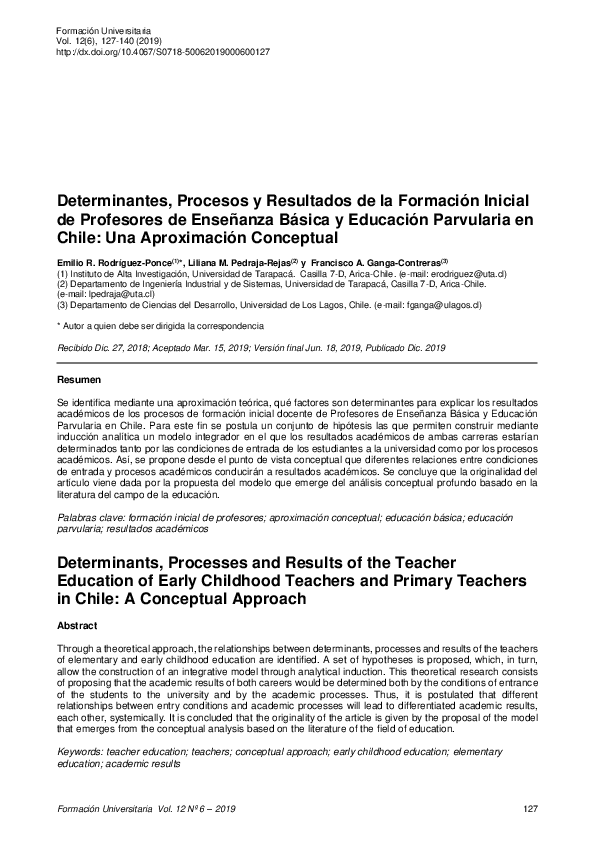 (PDF) Determinantes, Procesos y Resultados de la Formación Inicial de ...