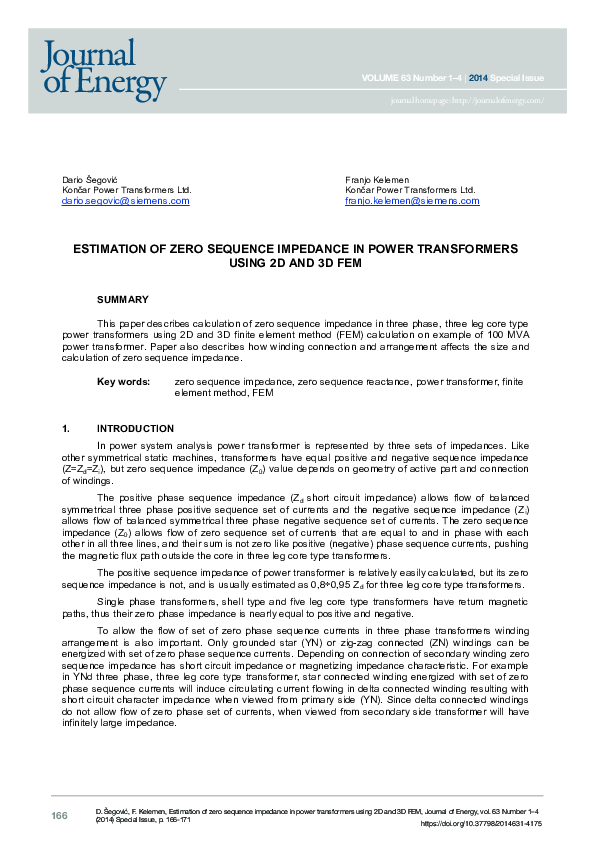 Pdf Estimation Of Zero Sequence Impedance In Power Transformers Using 2d And 3d Fem