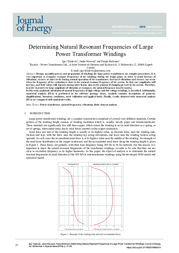 (PDF) Determining Natural Resonant Frequencies of Large Power Transformer Windings