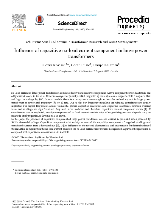 (PDF) Influence of capacitive no-load current component in large power ...