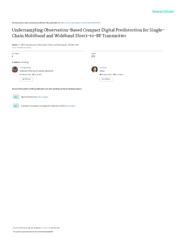 (PDF) Undersampling Observation-Based Compact Digital Predistortion for ...