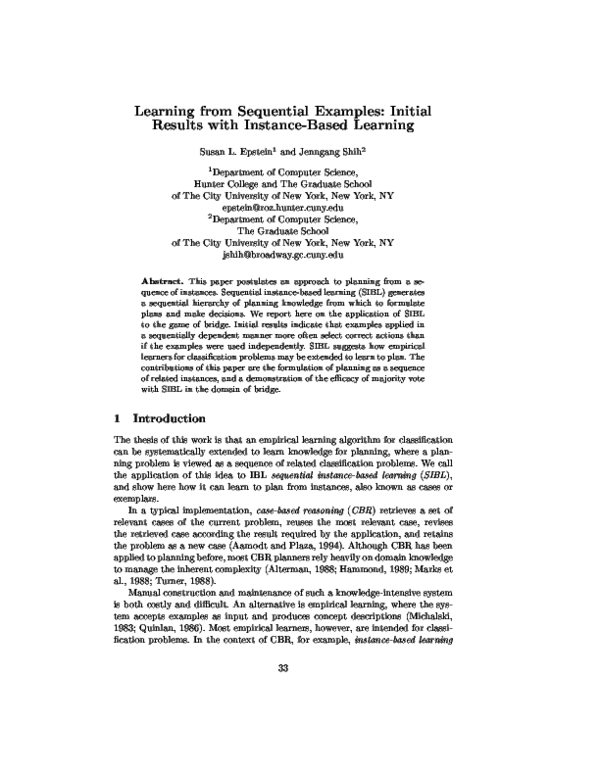 (PDF) Learning from Sequential Examples : InitialResults with Instance ...