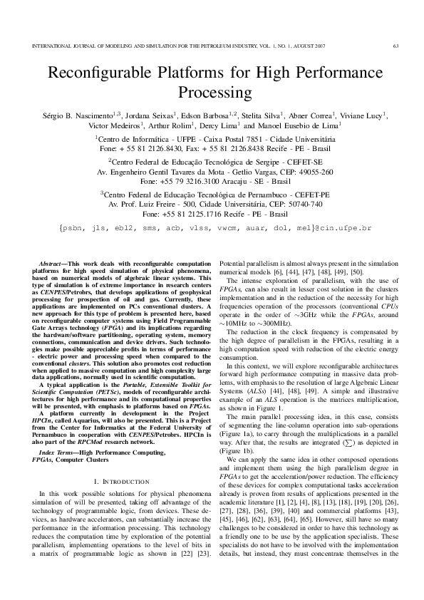 (PDF) Reconfigurable Platforms for High Performance Processing