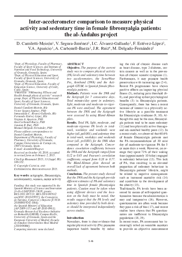 (PDF) Inter-accelerometer comparison to measure physical activity and sedentary time in female ...