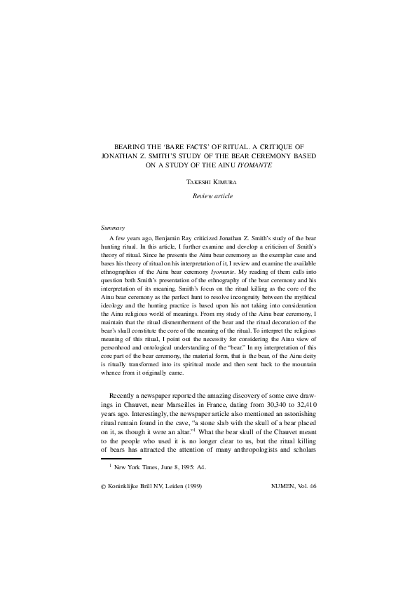 (PDF) Bearing the 'Bare Facts' of Ritual. A Critique Of Jonathan Z ...