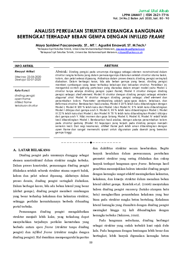 (PDF) Analisis Perkuatan Struktur Kerangka Bangunan Bertingkat Terhadap Beban Gempa Dengan ...