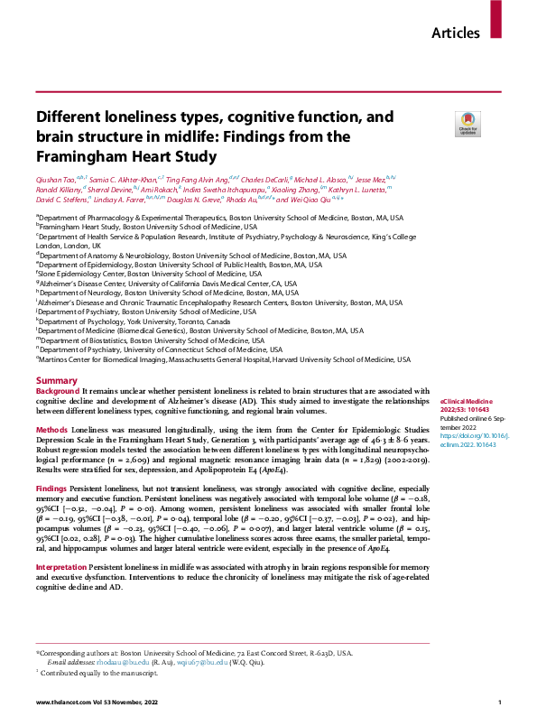 (PDF) Different loneliness types, cognitive function, and brain ...