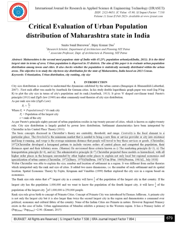 (PDF) Critical Evaluation of Urban Population distribution of ...