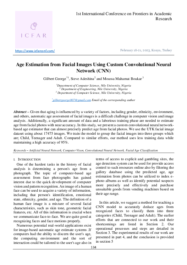 Pdf Age Estimation From Facial Images Using Custom Convolutional Neural Network Cnn