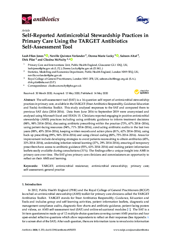 (PDF) Self-Reported Antimicrobial Stewardship Practices in Primary Care ...