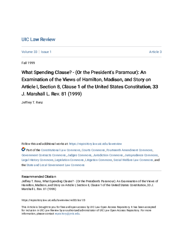 (PDF) What Spending Clause? (Or the President's Paramour): An ...