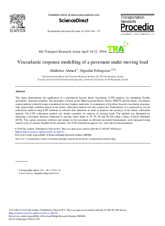 (PDF) Viscoelastic Response Modelling of a Pavement under Moving Load