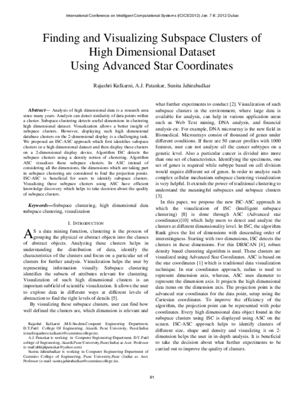 (PDF) Finding and Visualizing Subspace Clusters of High Dimensional ...
