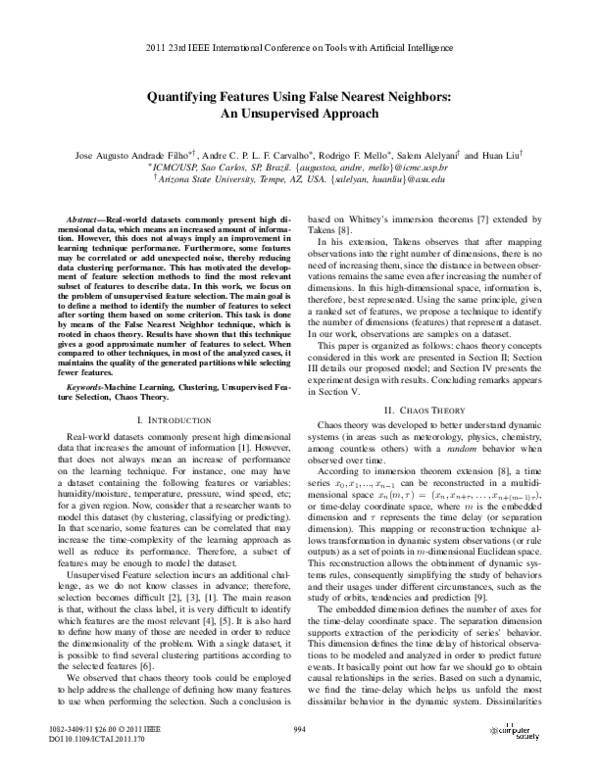 (PDF) Quantifying Features Using False Nearest Neighbors: An ...
