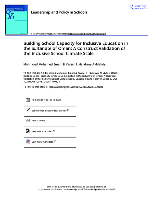 (PDF) Building School Capacity for Inclusive Education in the Sultanate ...