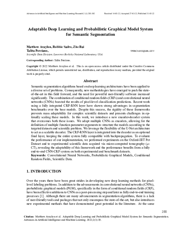 (PDF) Adaptable Deep Learning and Probabilistic Graphical Model System for Semantic Segmentation