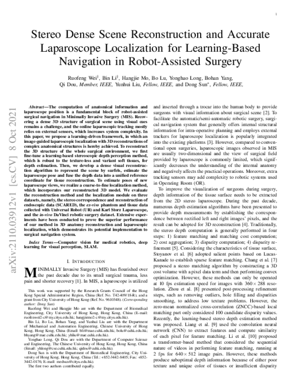 (PDF) Stereo Dense Scene Reconstruction and Accurate Localization for Learning-Based Navigation ...