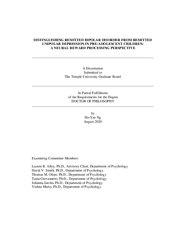 (PDF) Distinguishing Remitted Bipolar Disorder From Remitted Unipolar ...